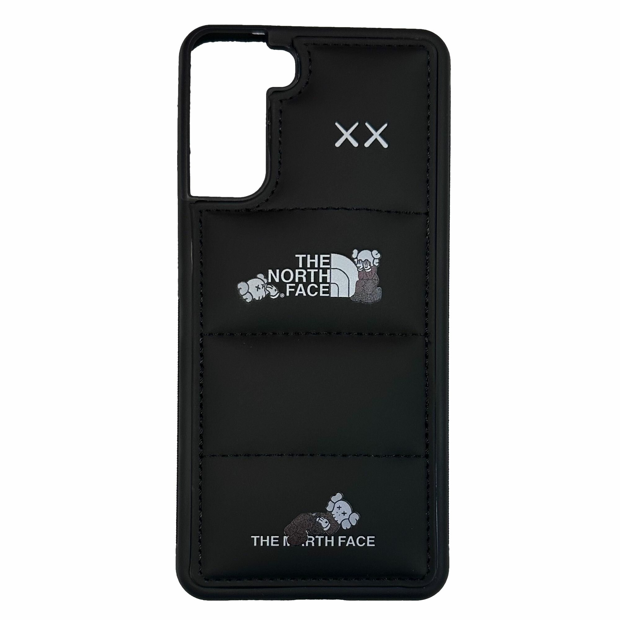 Чехол для Samsung S21+ черный силиконовый дутый пуховик North Face