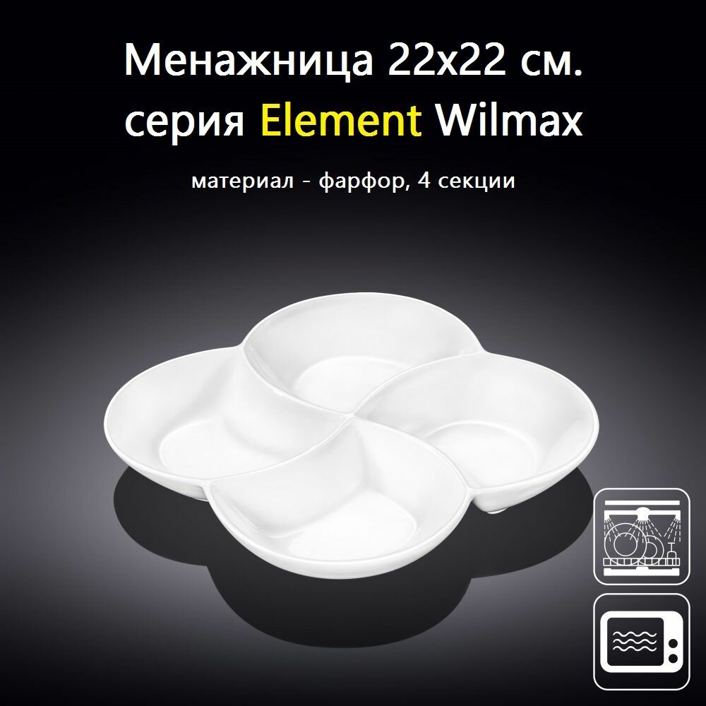 Менажница Элемент 4 секции 22х22 см. Wilmax