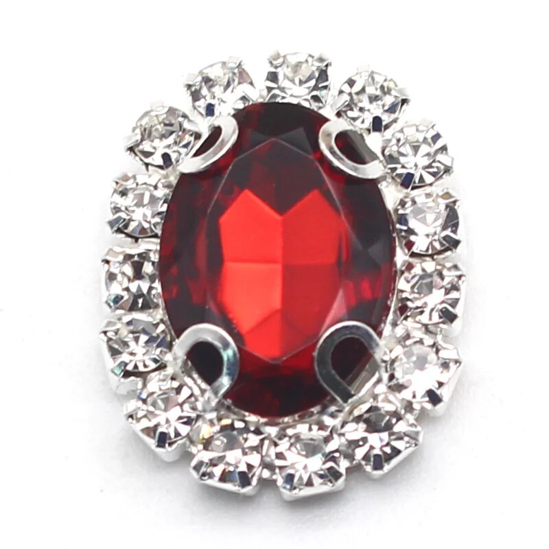 Бордовые пуговицы со стразами, 15х20 мм, Color: 17