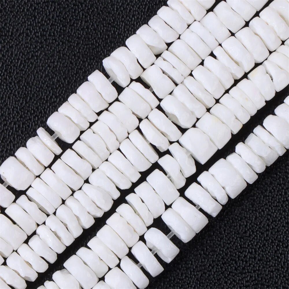 Цветные бусины Heishi из ракушек Vinswet Белый, About 40cm, 4.5-6mm