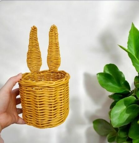 Плетеная корзина Зайка, из эко лозы , ручная работа