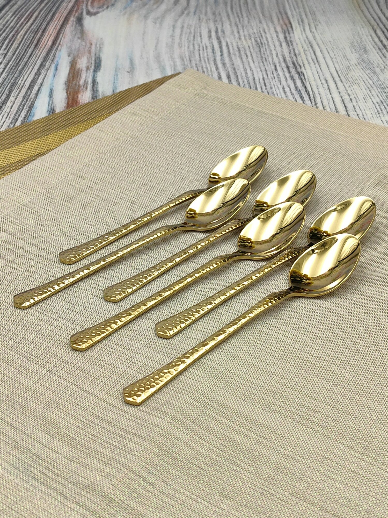 Набор чайных ложек 6 шт. из нержавеющей стали "Рельеф" (золотистый)