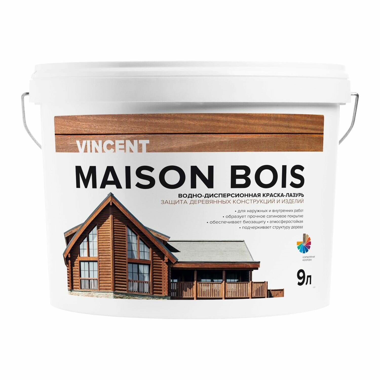 Краска-лазурь для защиты древесины Vincent Maison en Bois прозрачная (9л)