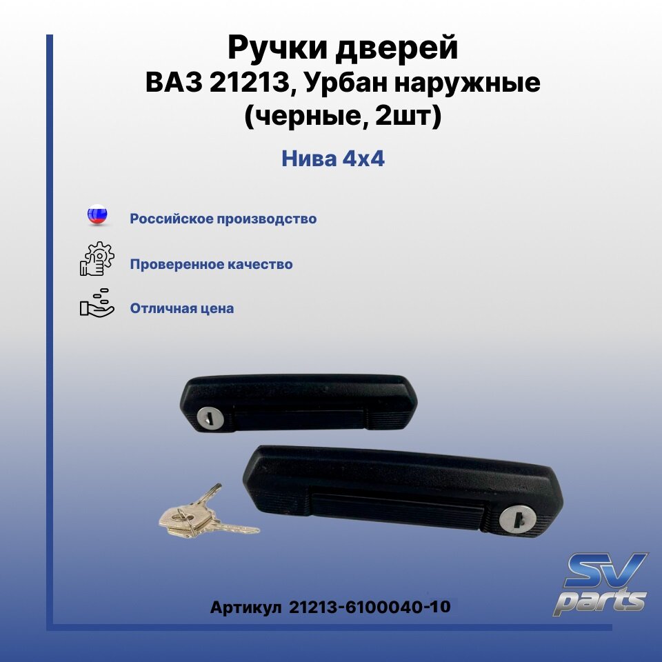 Ручки дверей на ВАЗ 21213, Урбан наружные (черные, 2шт)