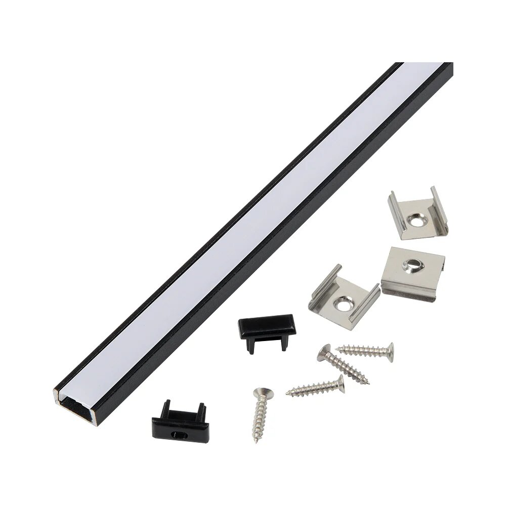 Алюминиевый профиль для светодиодной ленты General Lighting Systems 2 метра, 7х16мм, черный GAL-GLS-2000-7-16-B 523310