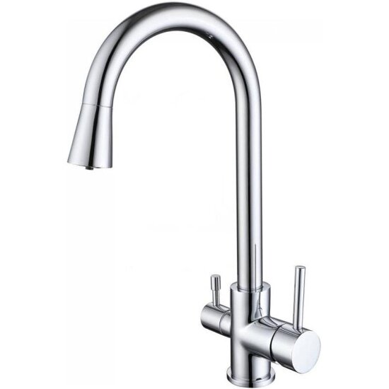 Смеситель для кухни Aquatek AQ1085CR вега с подключением к фильтру воды (полукруглый излив)