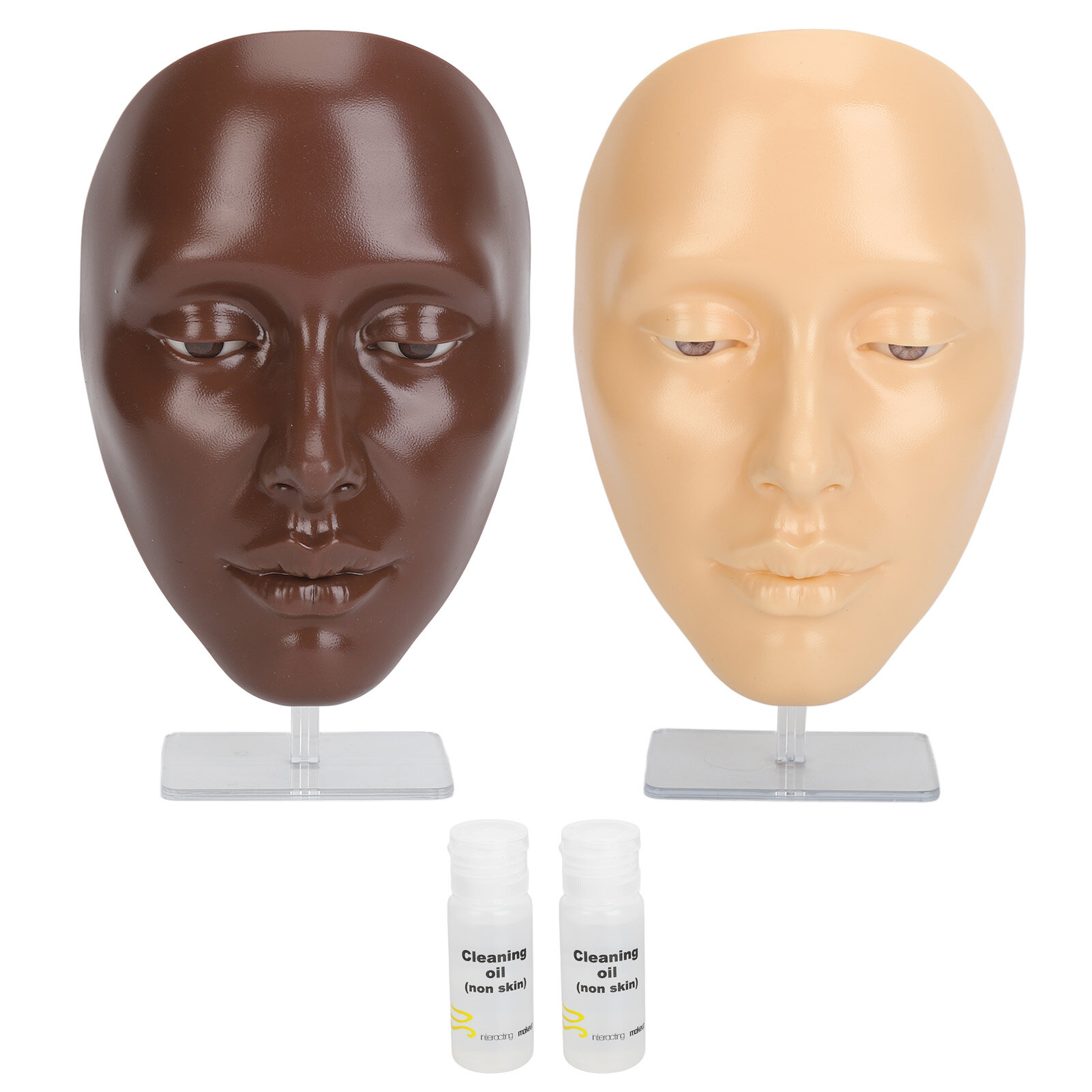 5D силиконовый манекен для макияжа, набор для лица с подставкой, практика макияжа для всего лица для начинающих визажистов, черно-белое лицо