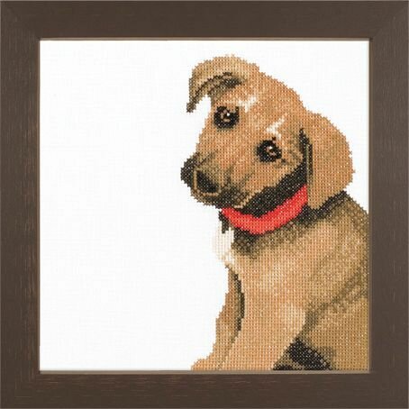 Набор для вышивания Lanarte "Adorable puppy", канва 100% хлопок Aida 14 ct