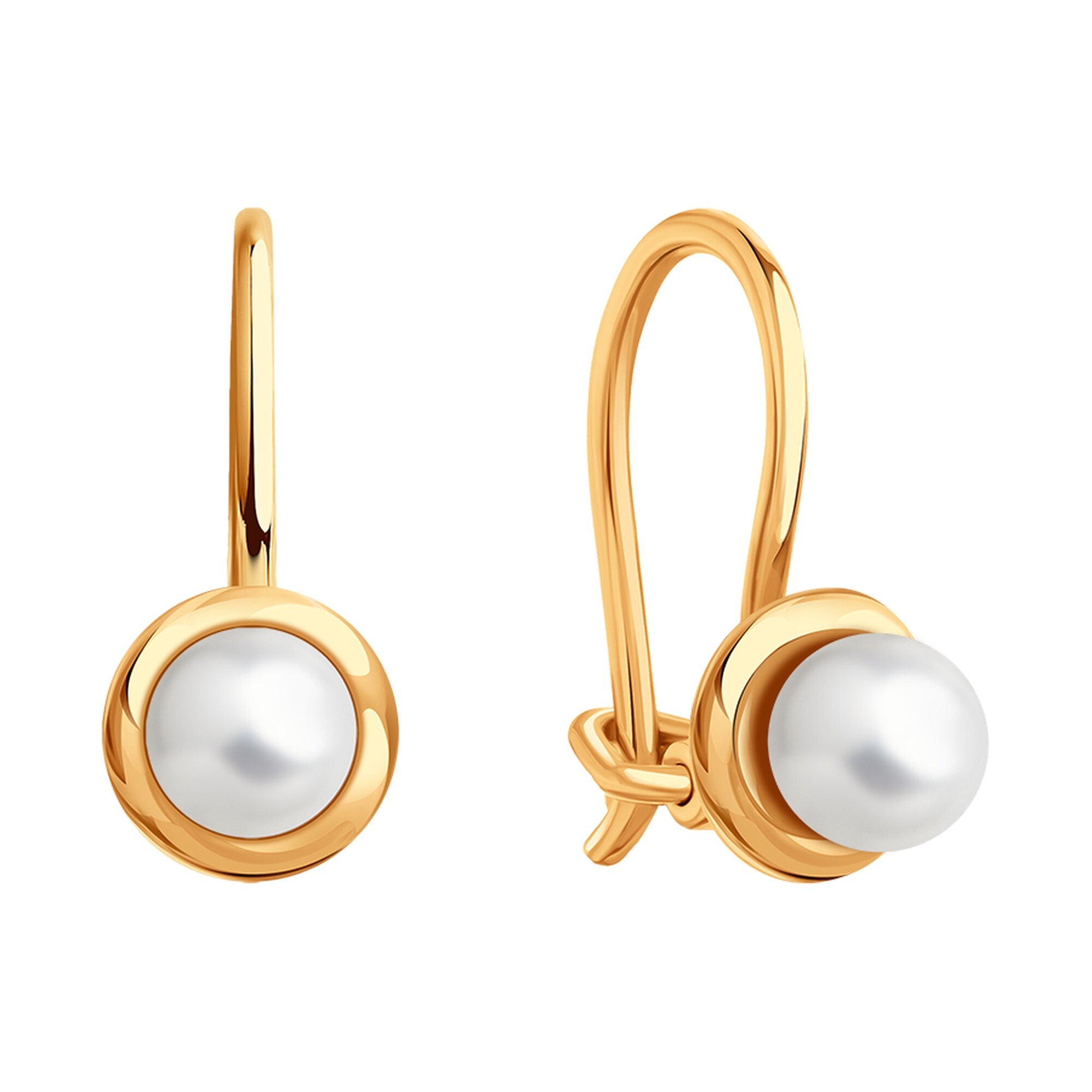 Серьги, красное золото, 585 проба, жемчуг