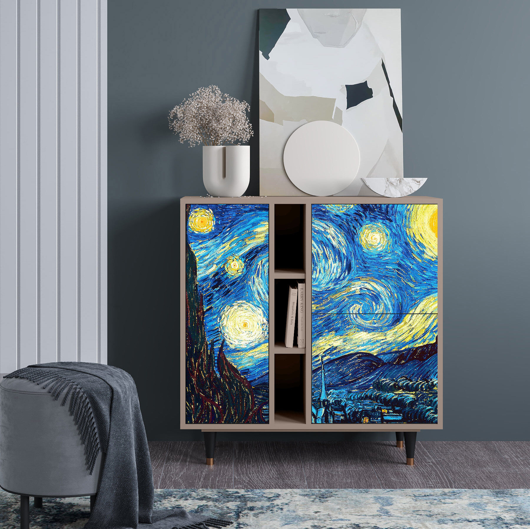 Комод - STORYZ - BS5 The Starry Night by Vincent van Gogh , Размер - 94 x 96 x 41 см, Цвет корпуса - , Бежевый