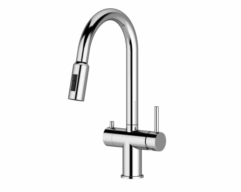 Смеситель однорычажный для кухни с выдвижной лейкой и подключением под фильтр Vieir V15060-L хром