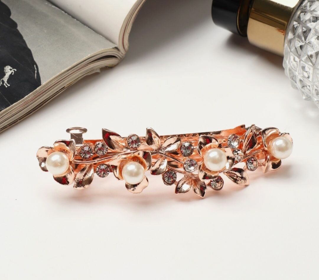 Заколка-автомат для волос 9см металл золото