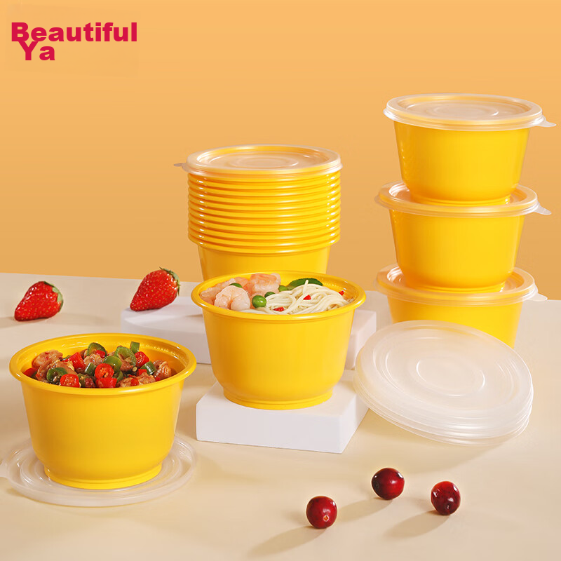 MARYYA Одноразовые круглые контейнеры для еды 500 мл*10 наборов Толстые контейнеры с крышками для микроволновки