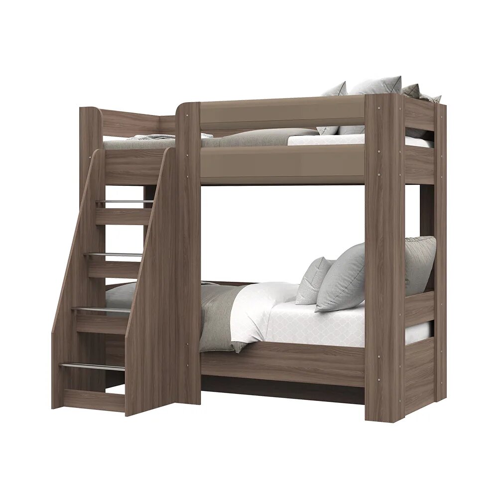 Кровать двухъярусная «Симба», шимо тёмный/кофе с молоком глянец (1976х1358х1700)