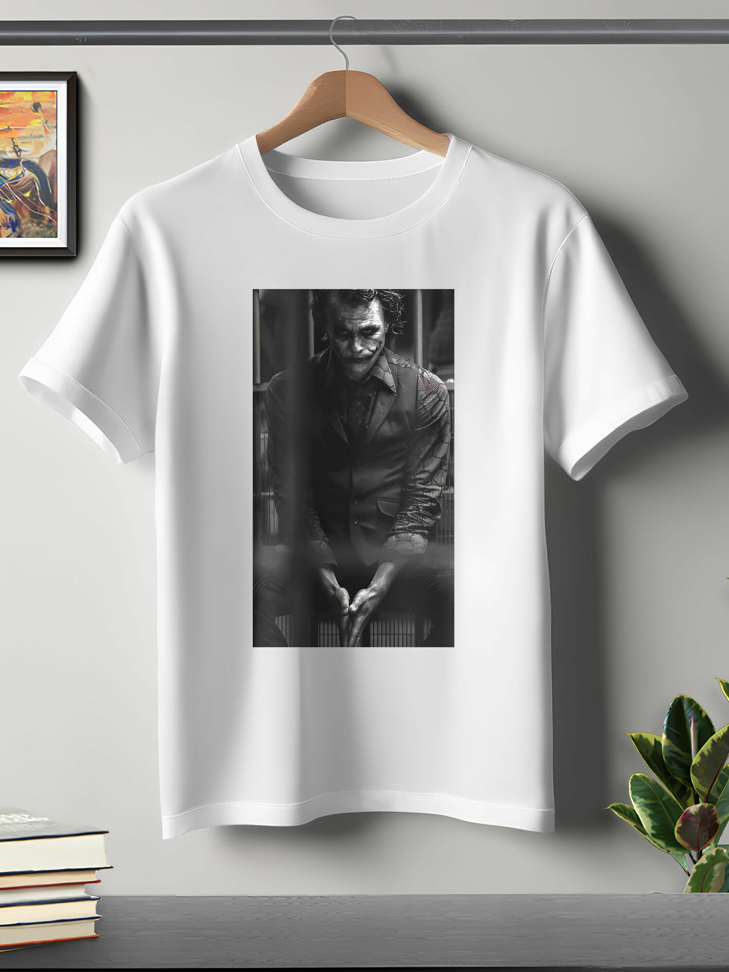 Футболка ONEQ унисекс 46-48 (M) размер с принтом Джокер, белая