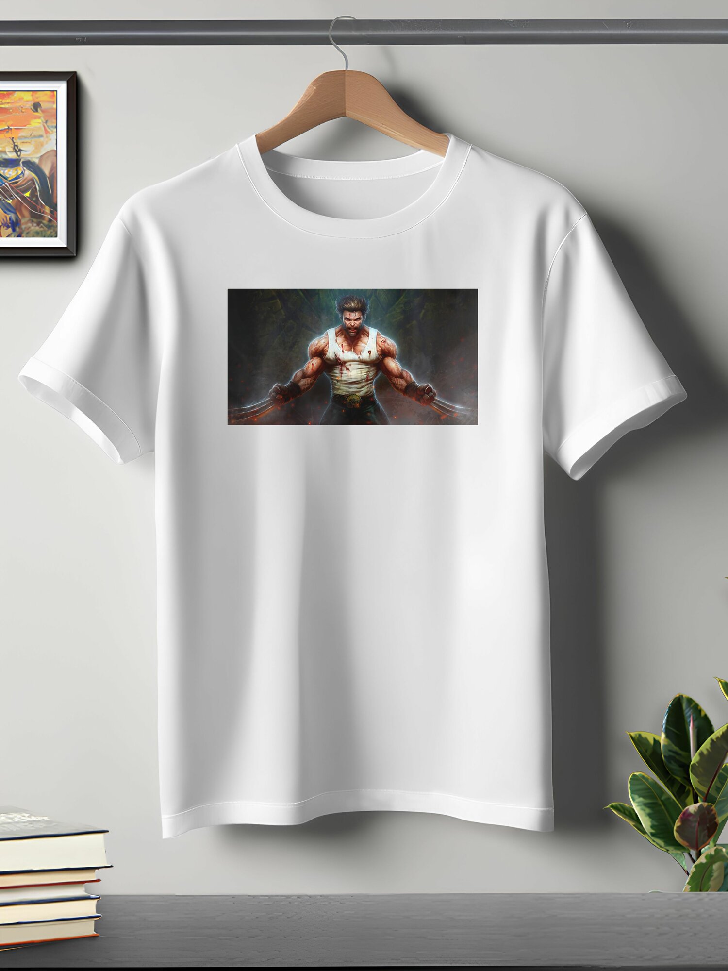 Футболка ONEQ унисекс 48-50 (L) размер с принтом Россомаха, белая