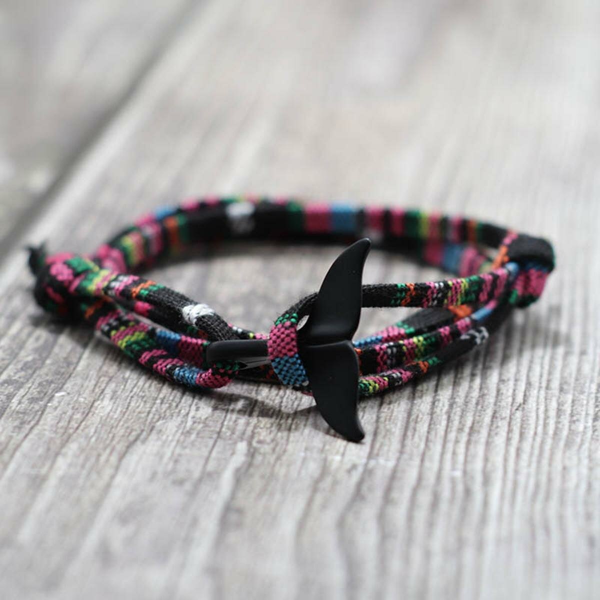 Мужской женский модный тибетский браслет, регулируемый, плетеный вручную, веревочный браслет, черный китовый хвост, подв