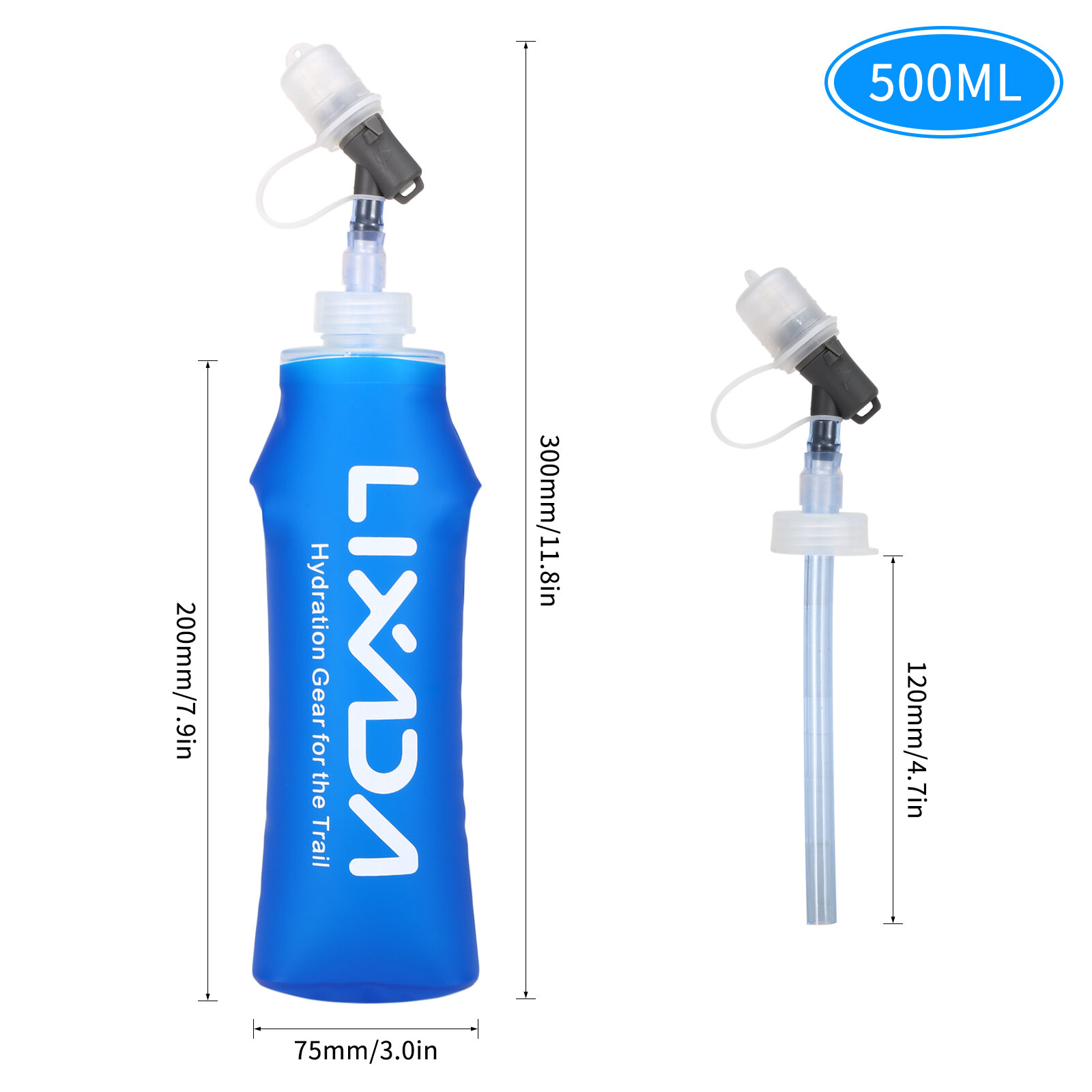 Складная мягкая бутылка для воды, с соломинкой, без BPA, для гидратации, прогулок, кемпинга, бега.