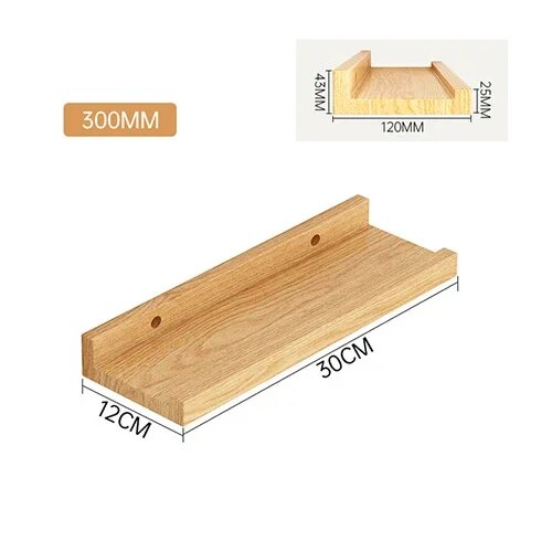 Деревянные плавающие полки для ванной комнаты Wood-30x12