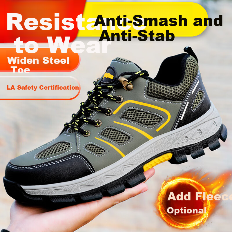 Jingtu Men's Winter Cotton Shoes with Steel Toe Cap, Puncture-Resistant, Slip-Resistant, and Wear-Resistant Safety Work Shoes 857 36