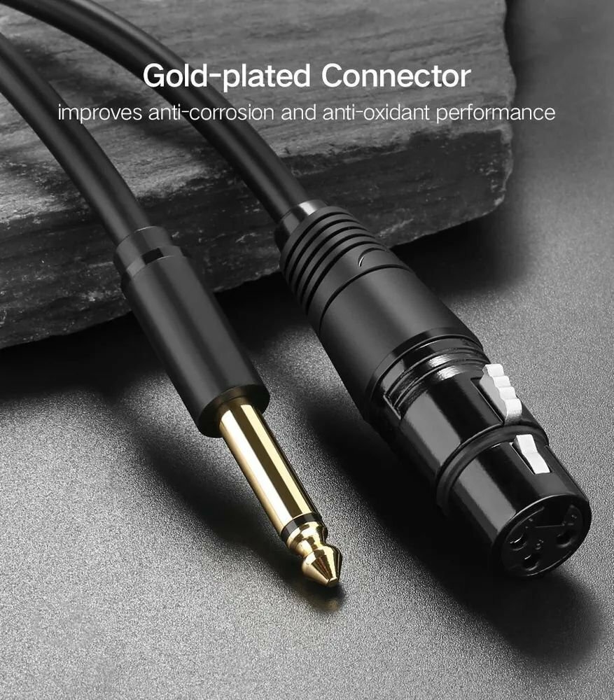 Кабель UGREEN AV131 (20721) 6.35 Male To XLR Female Cable. Длина: 5м. Цвет: черный