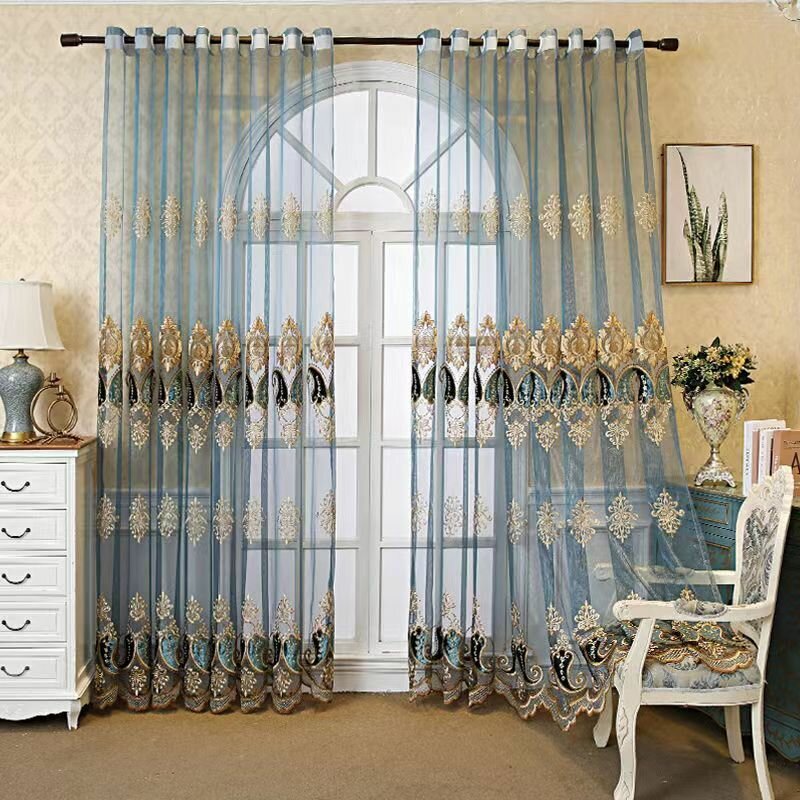 Тюль 470x270 см крепление Люверсы, синий