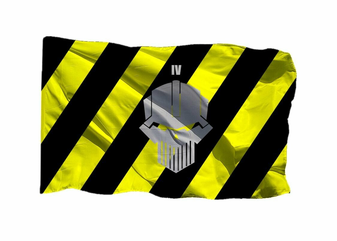 Флаг легиона Железные Воины Космодесант Астартес Warhammer 40000, 90х135 см, на сетке для улицы, для флагштока