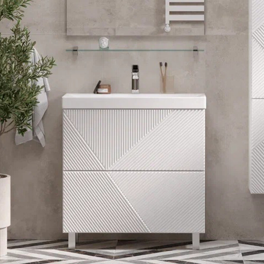 Тумба под раковину напольная Velvex Edge tn. EDG.9696.80.2Y белый глянец, 80 см