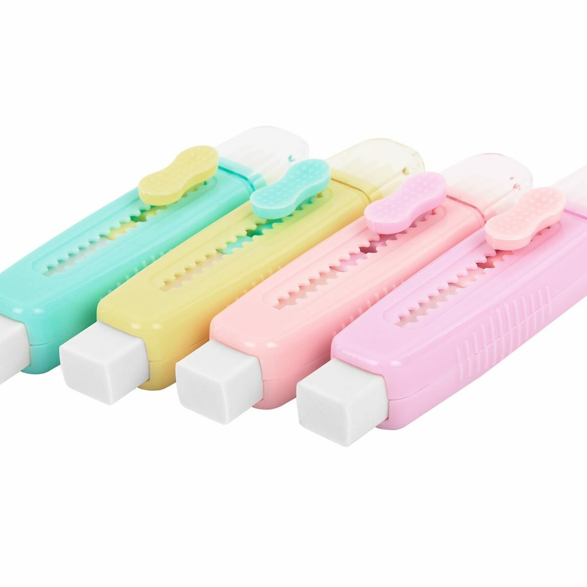 Набор ластиков выдвижных Brauberg Slider Duo, с кистью, 85х12х9мм, пастельные цвета, 4шт. (271993)