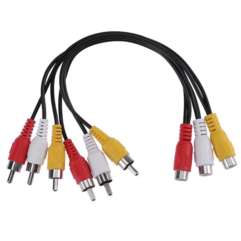 AV кабель-адаптер szvivid 3 RCA на 6 RCA черный 3 female 6 male