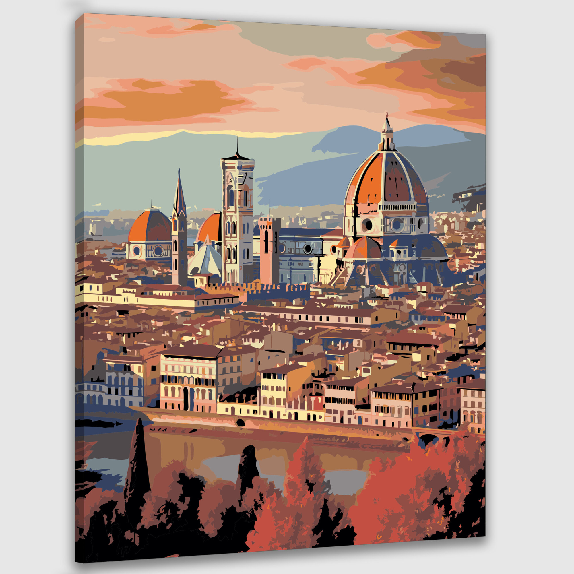 Картина по номерам 40x50 см, цифровая иллюстрация, Флоренция, культовый кафедральный со, горизонт, эпоха Возрождения