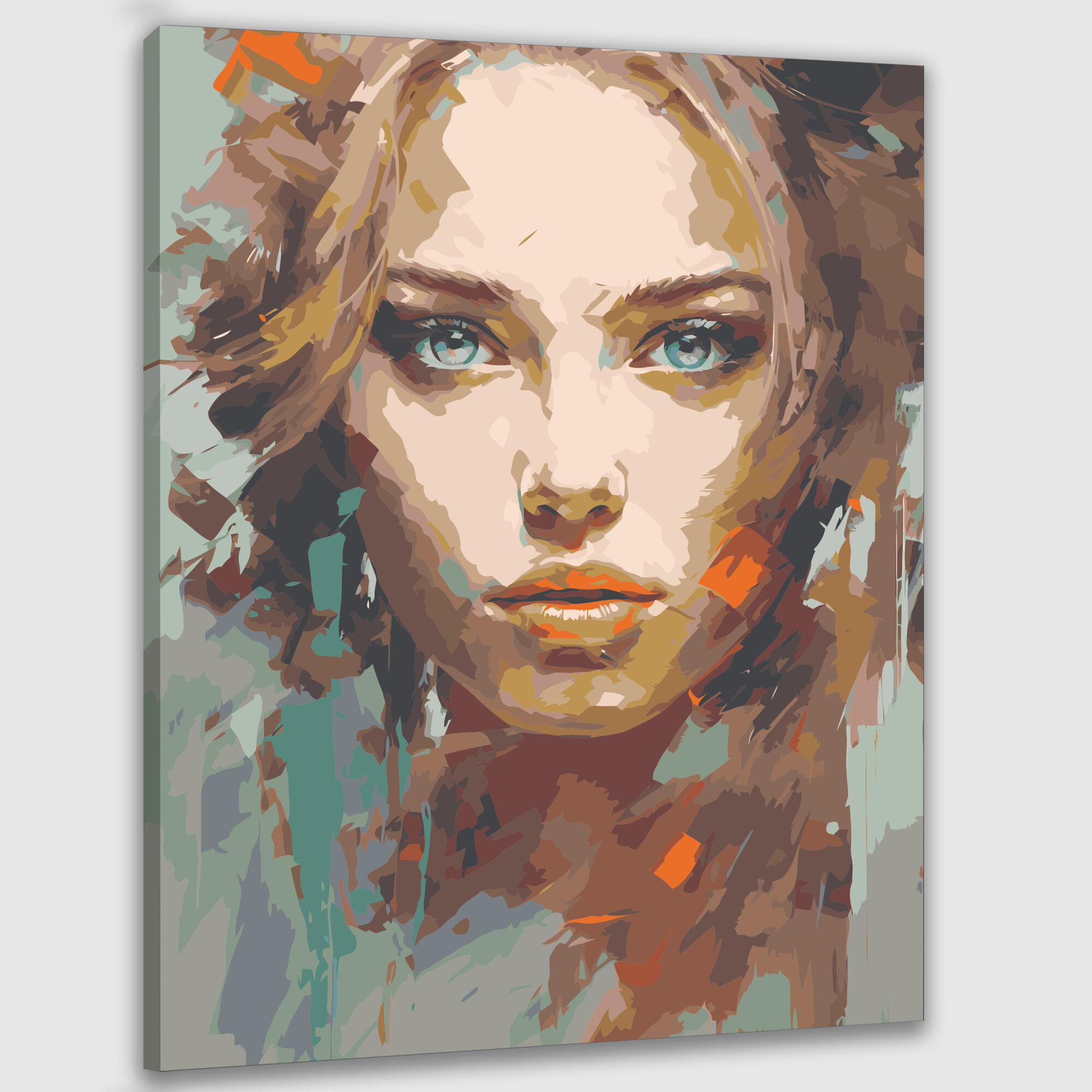 Картина по номерам 40x50 см, картина, масло, девушка, лицо, страсть, любовь, глаза, интенсивность, мазки, глубина
