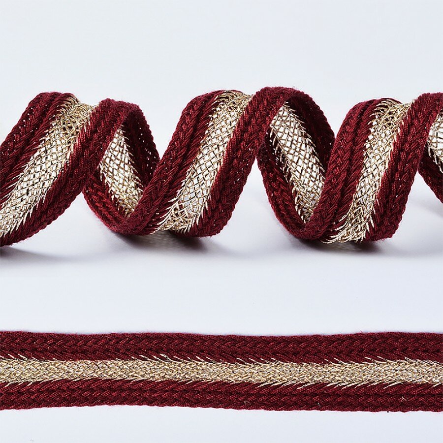 Тесьма TBY декоративная Елочка вязаная шир.20мм цв.02 бордовый уп.22,9м
