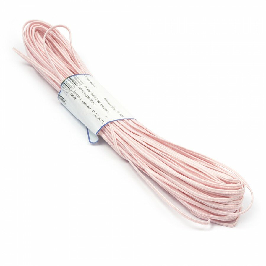 Шнур отделочный 1с14 Сутаж 2,5-3мм цв. св. розовый уп.20м