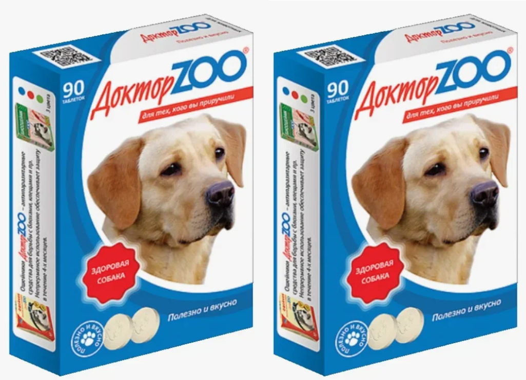 Мультивитаминное лакомство для собак Доктор ZOO Здоровая собака с морскими водорослями, 90 шт, 2 уп
