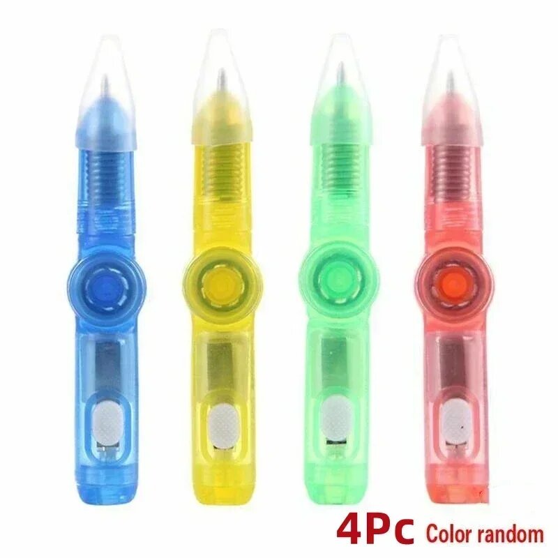 Шариковая ручка-спиннер с подсветкой, 4шт, цвет: Random Color