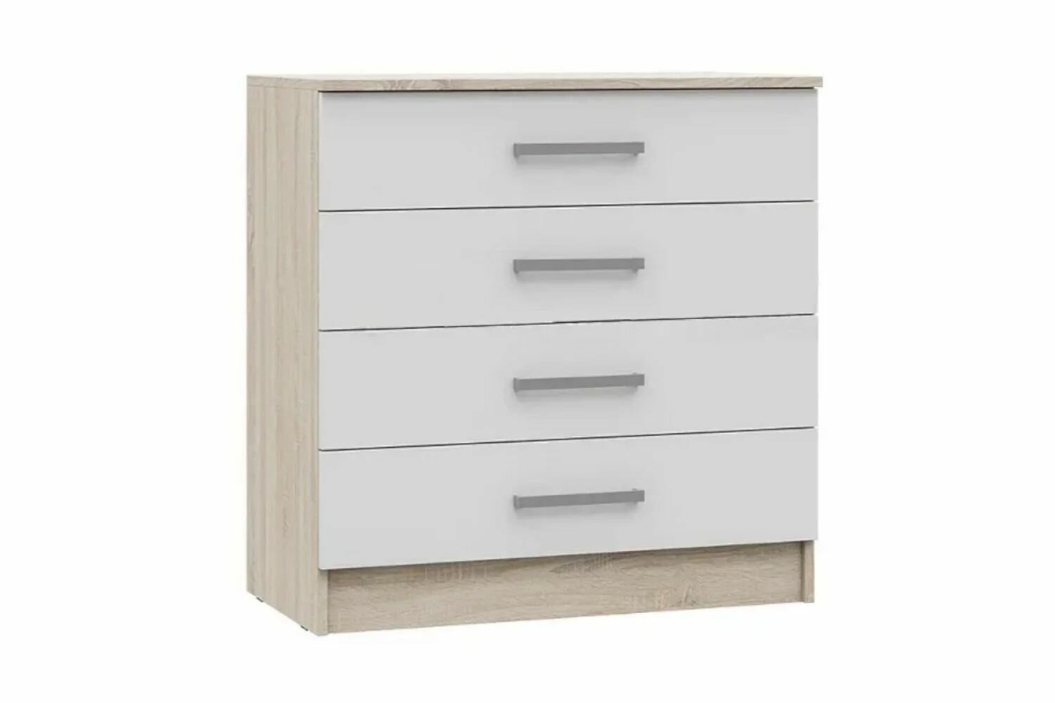 Комод 800 ВЕНЕЦИЯ-1 Дуб сонома / Белое дерево ширина 80 см ЛДСП 4 ящика в спальню в гостиную