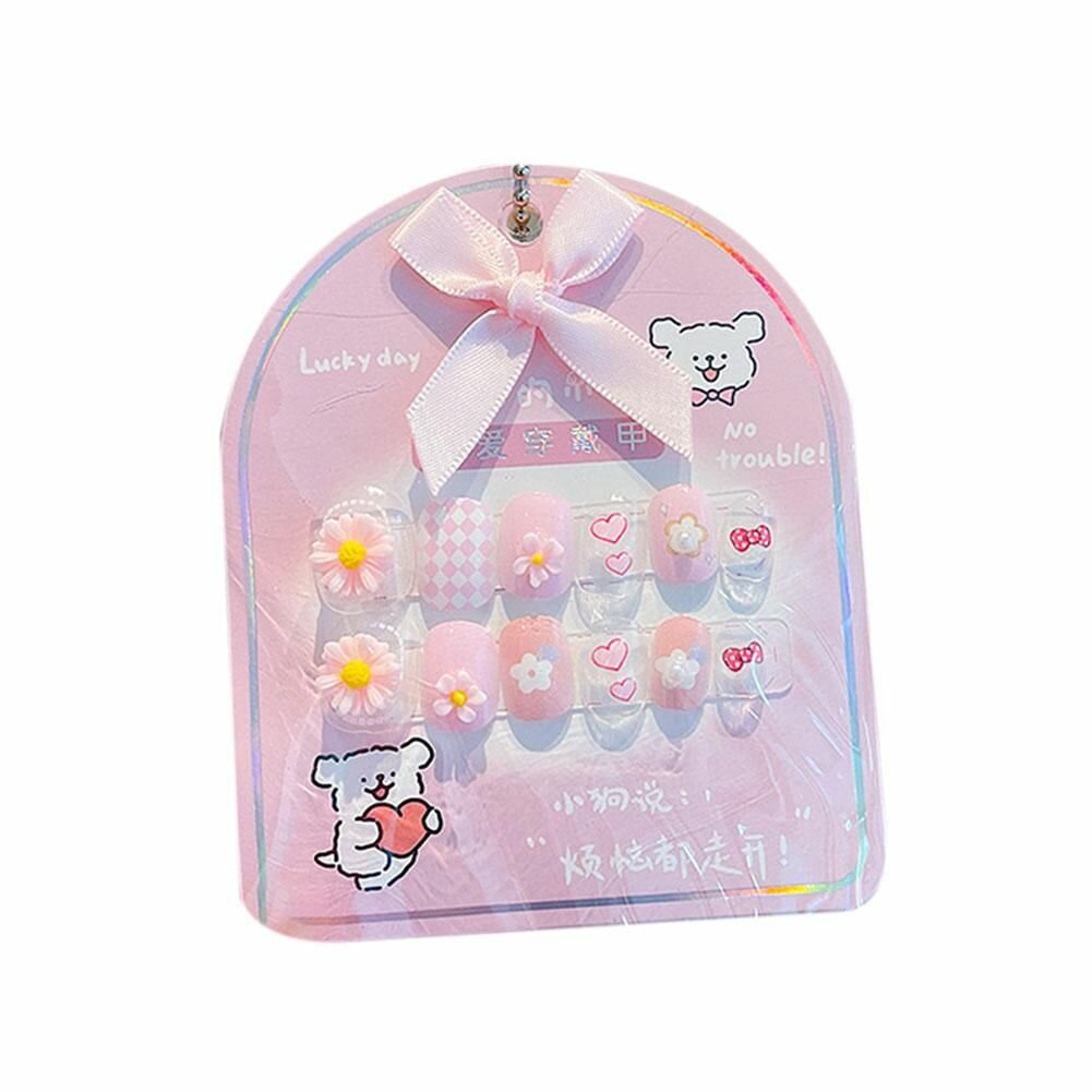 Накладные ногти детские, с клеем, набор ногтей для девочек