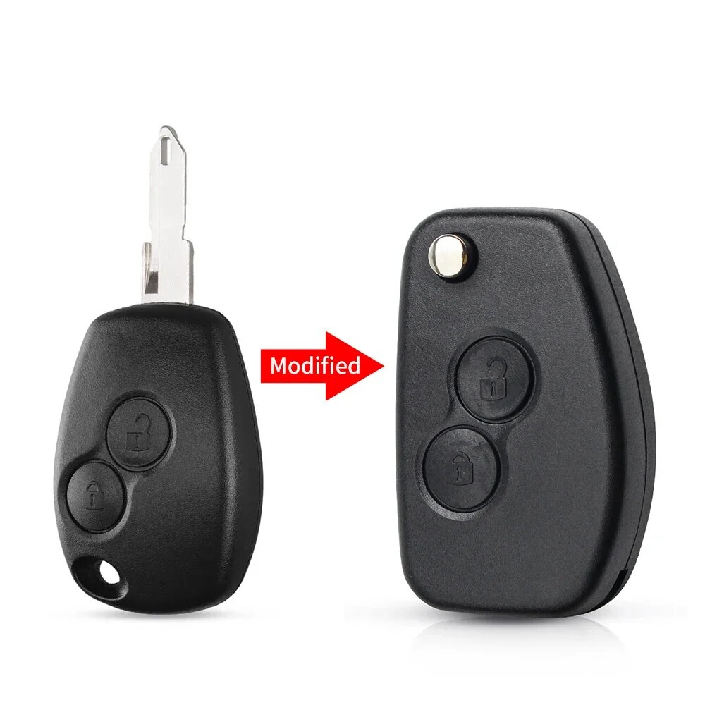 Ключ для Renault Duster Clio 3 Twingo, 2 кнопки, черный, Model 4