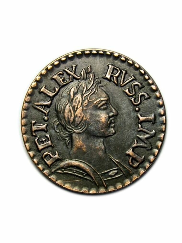 Денга 1700 год сувенирные копии монет Петра 1 в меди монеты, нумизматика, деньги для коллекции