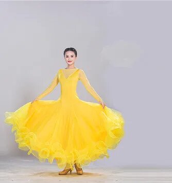 DAYEIEE Женские бальные платья из спандекса Желтый, L, Yellow