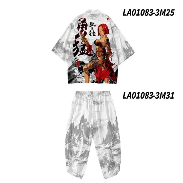 Костюм-двойка Хаори полиэстер большой размер Белый, М, Розовый