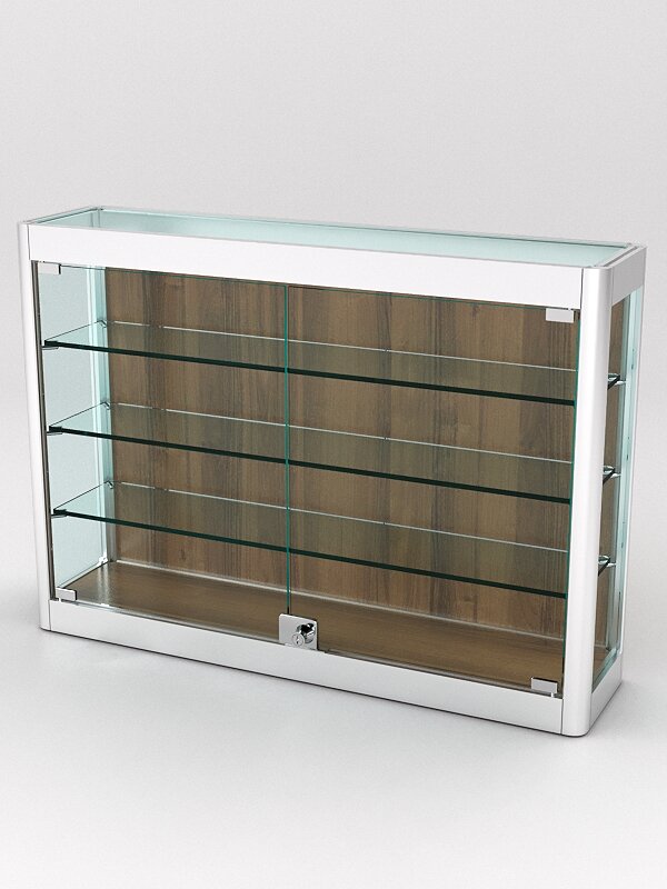 Витрина из профиля настенная "вайб ИКС" №3-3П-ДСП-170 (задняя стенка ДСП), Орех