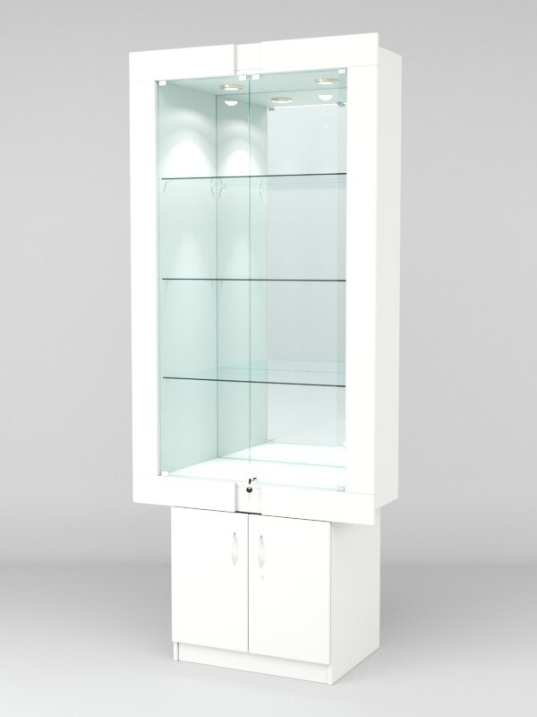 Витрина "электра" №4-1 (задняя стенка - зеркало), Белый. Производитель товара - компания Westcom.