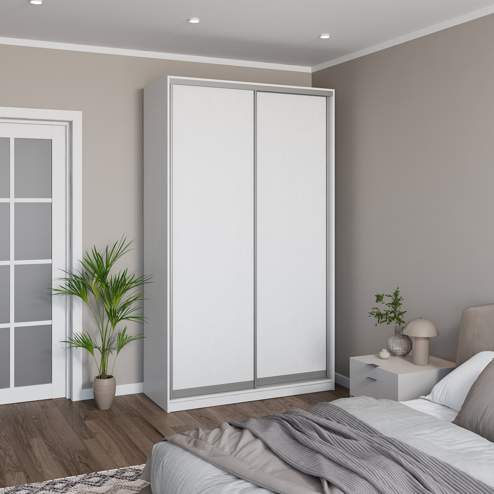 Шкаф купе для одежды "MELIA" белый без зеркал 120 х 58 х 240 см (ШхГхВ)