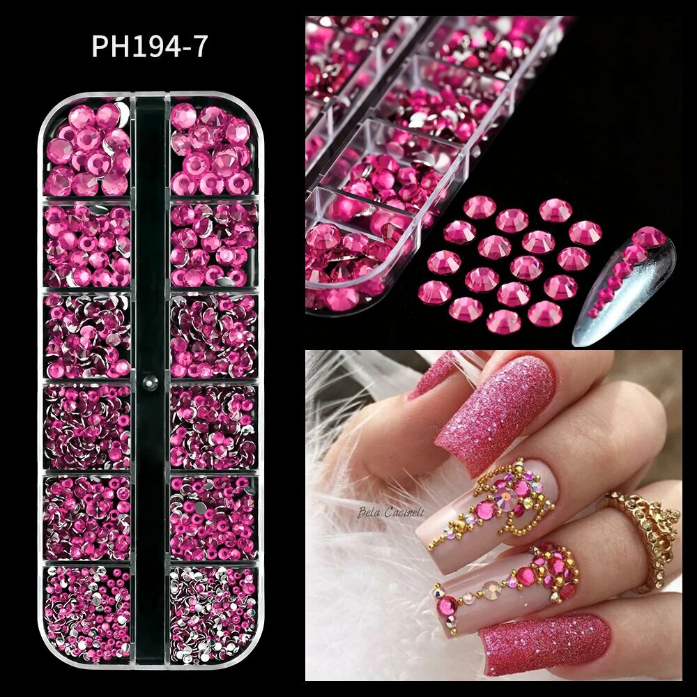 Стразы для ногтей MAFANAILS, розовый, микс SS6-SS30, Цвет: 7