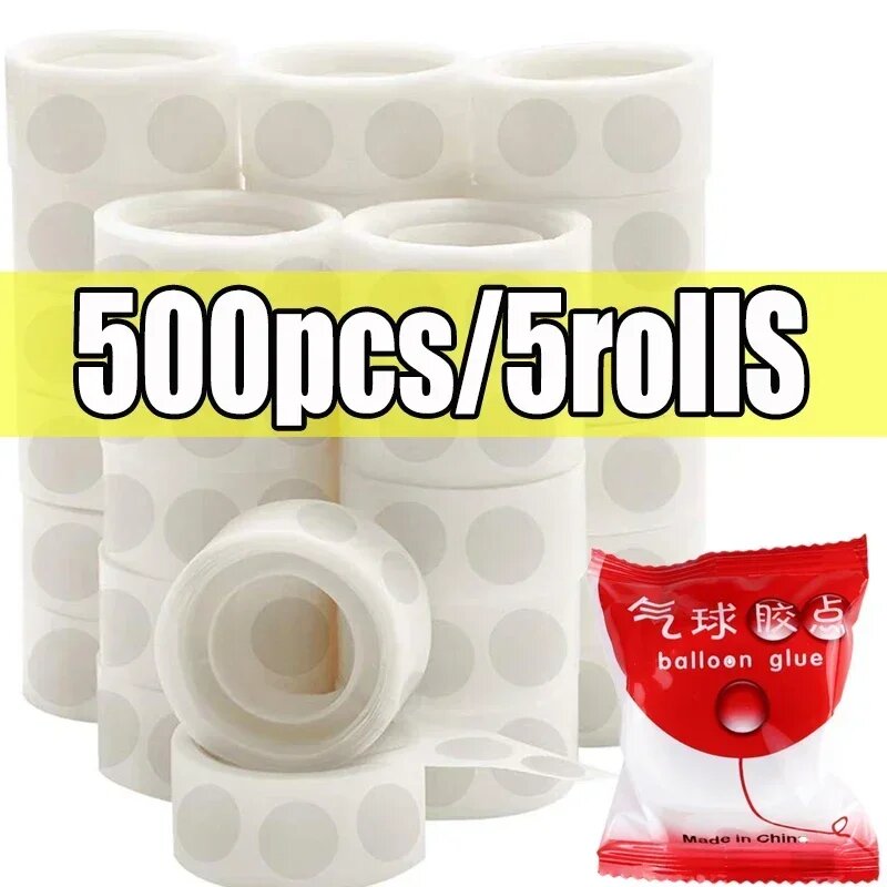 Клейкая лента для шаров, 5 рулонов (500 шт)