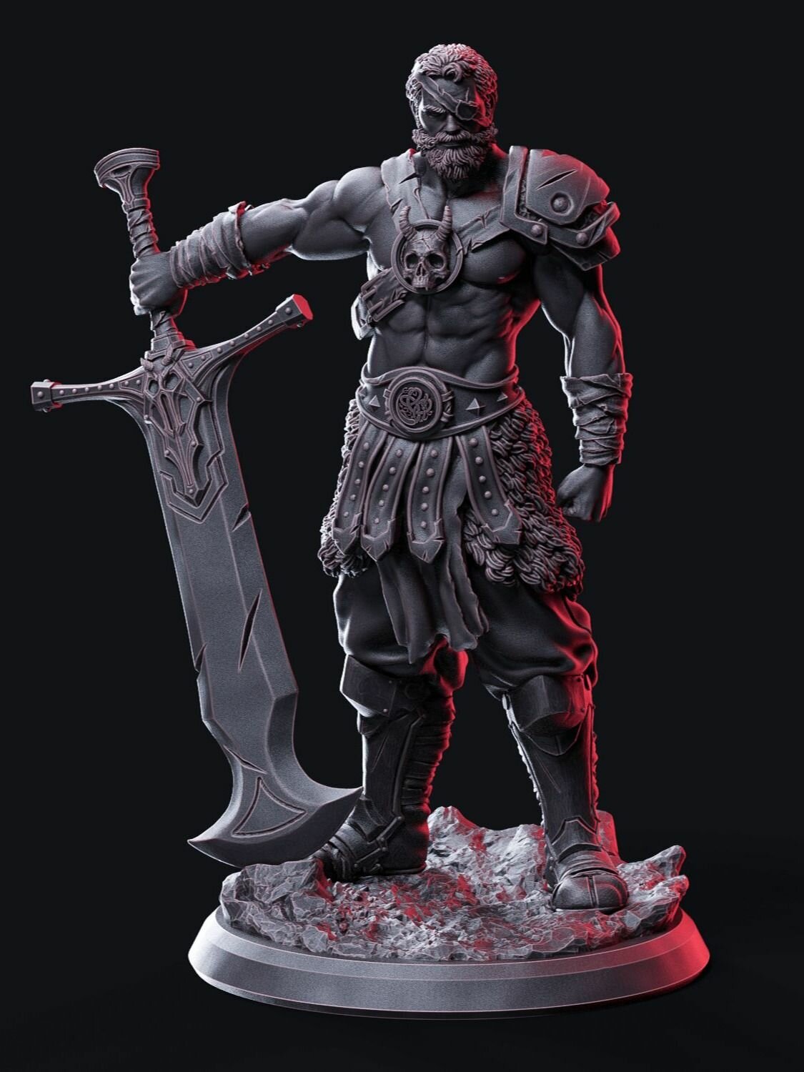 Варвар С тяжелым мечем, игровая фигурка для раскрашивания, база 25 мм