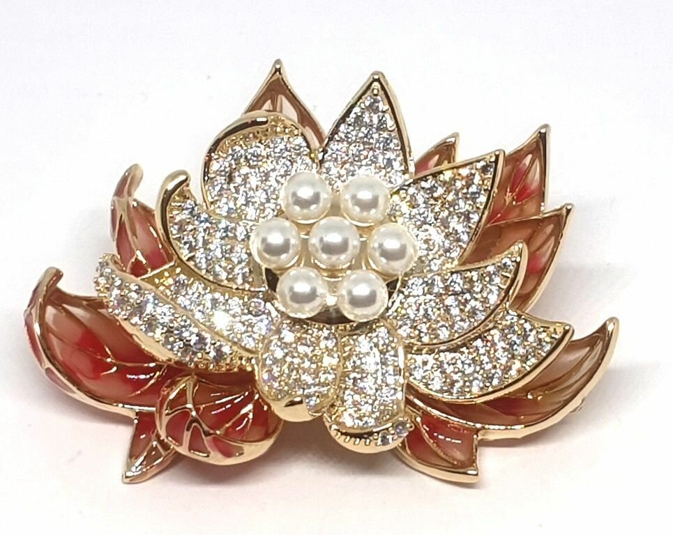 Брошь, хрусталь, фианит