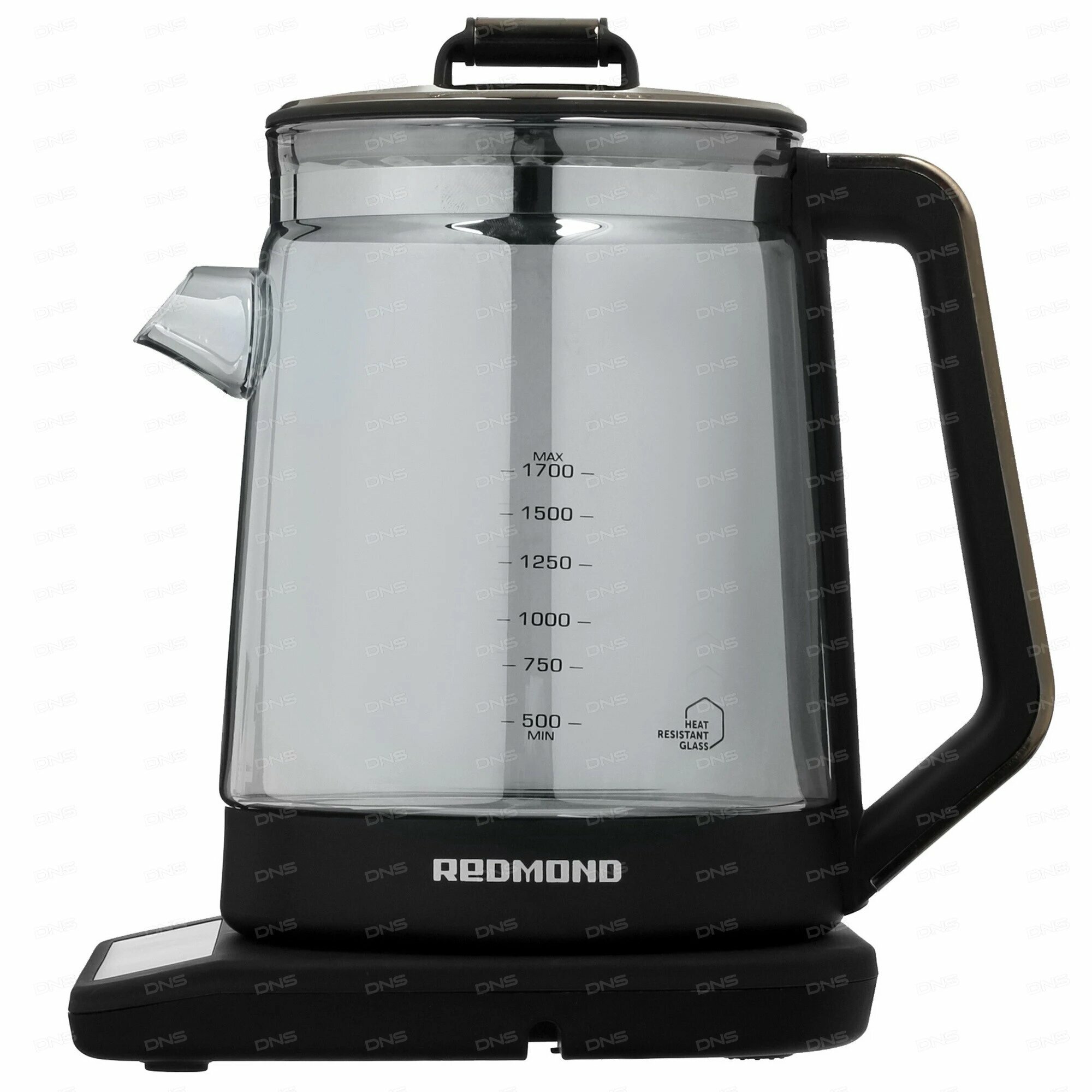 Электрочайник REDMOND RK-G1310D, металл/стекло/пластик, черный, 1800 Вт